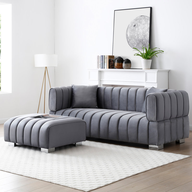Velvet sofa and ottoman store
